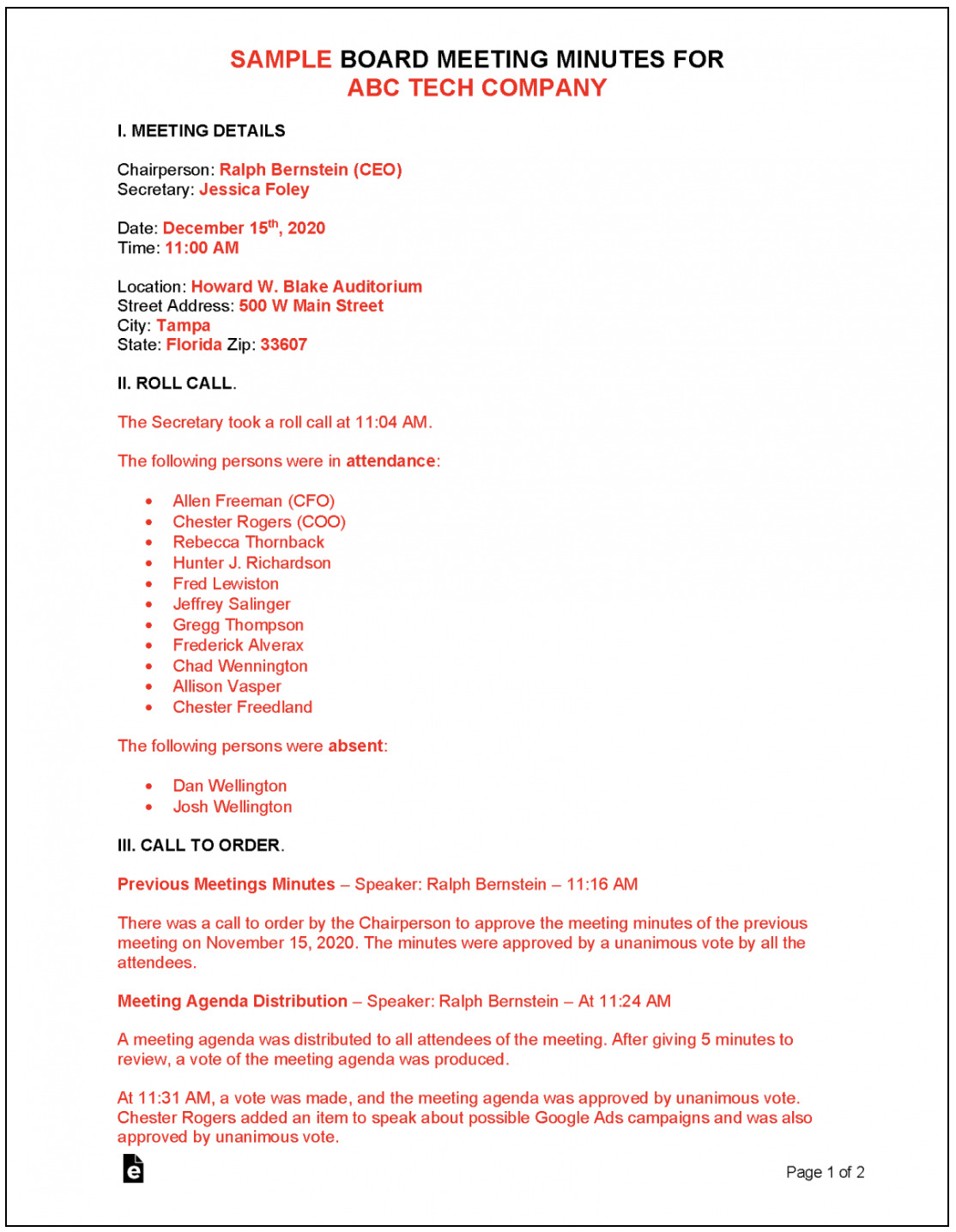 How to write easy-to-read minutes with meeting format – Business ...
